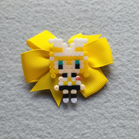 Accessories | Handmade Vocaloid Rin Perler Beads Charm Bow Hair Clip ...